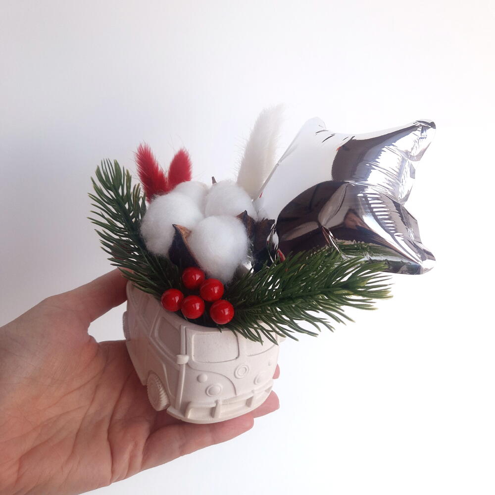 Зимняя интерьерная композиция в кашпо, новогодний подарок для коллеги ...