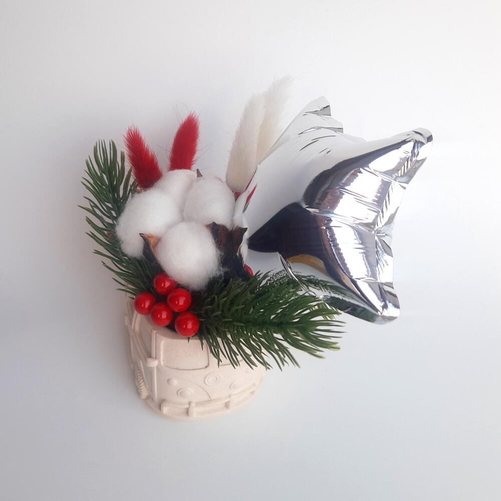 Зимняя интерьерная композиция в кашпо, новогодний подарок для коллеги ...