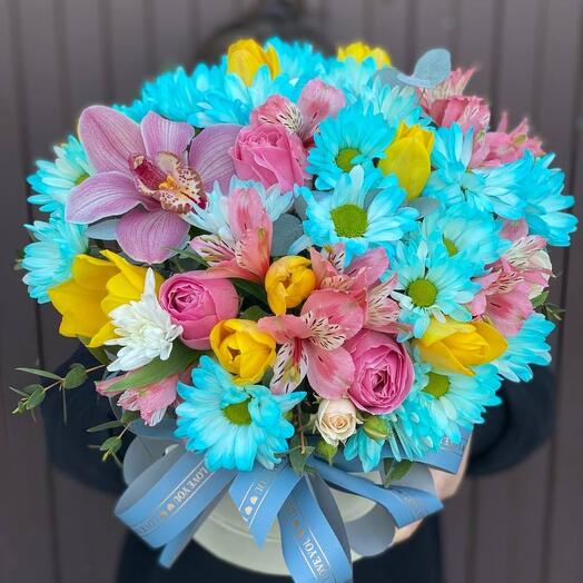 Цветы в коробке в Воронеже недорого, купить букет в шляпной коробке с ...