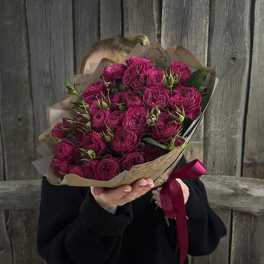 Монобукет из кустовой пионовидной розы FM119, Цветы Москва, Московская ...