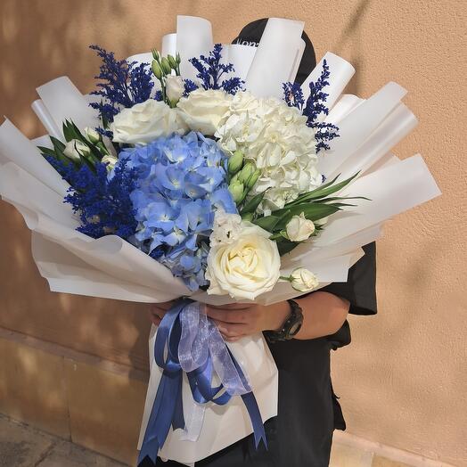 Blue mixed flower bouquet, Flowers Dubai, United Arab Emirates, buy at ...