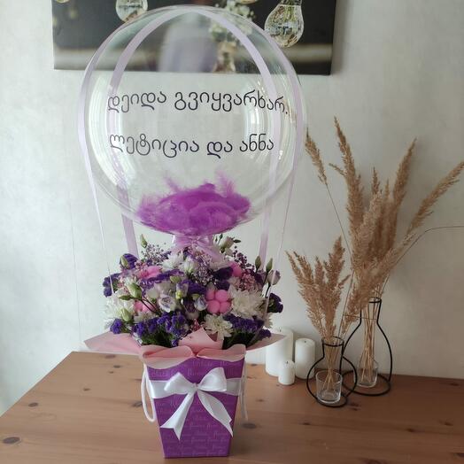 Цветы с шаром Bubbles "Роскошь", Flowers & Gifts Moscow, buy at a price ...